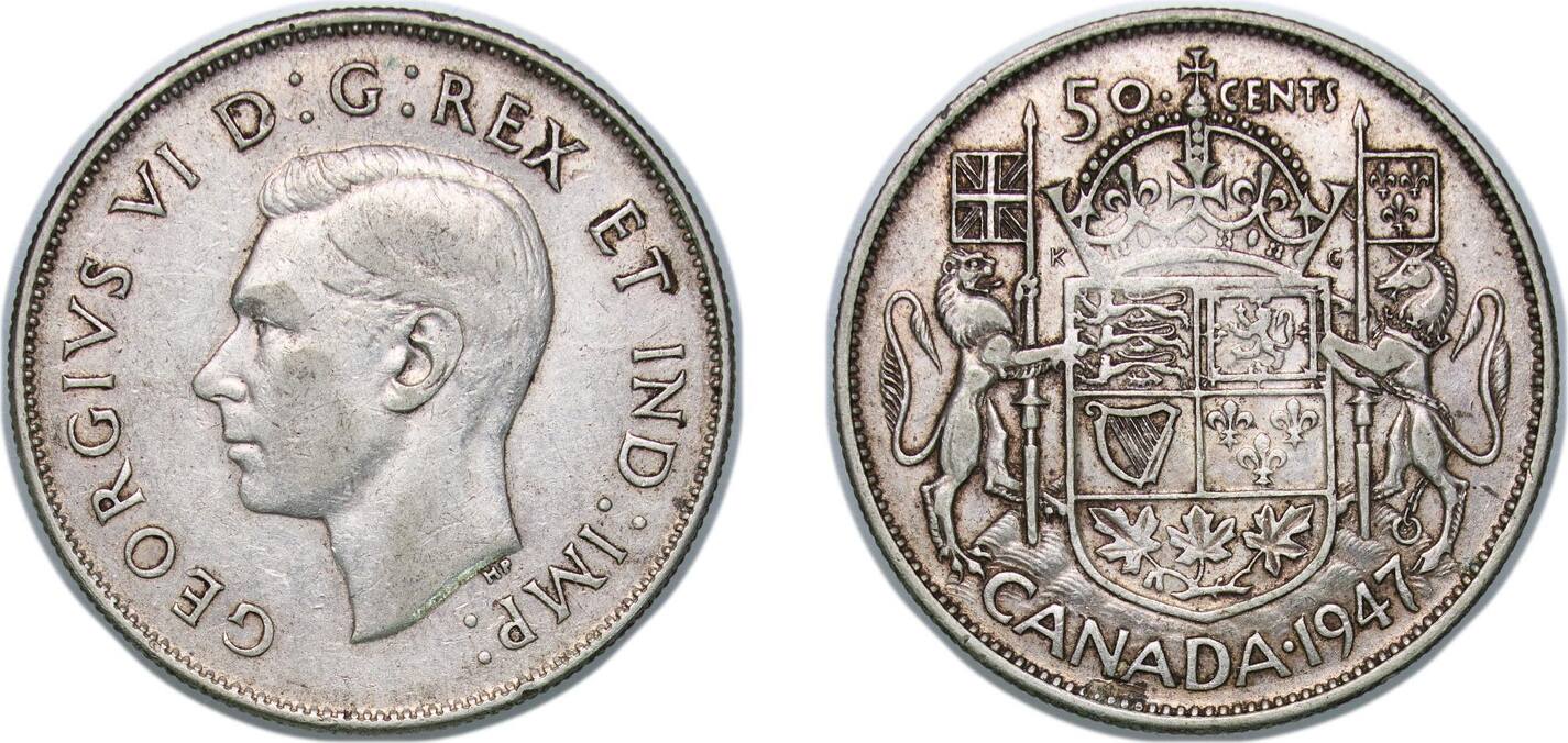 1947 Royal Canadian Mint of Otta Canada Commonwealth 1947 50 Cents ...