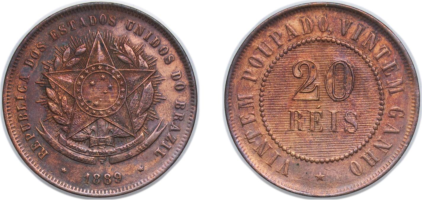 1889 Casa da Moeda do Bra Brazil 1889 20 Réis Bronze Casa da Moeda do ...