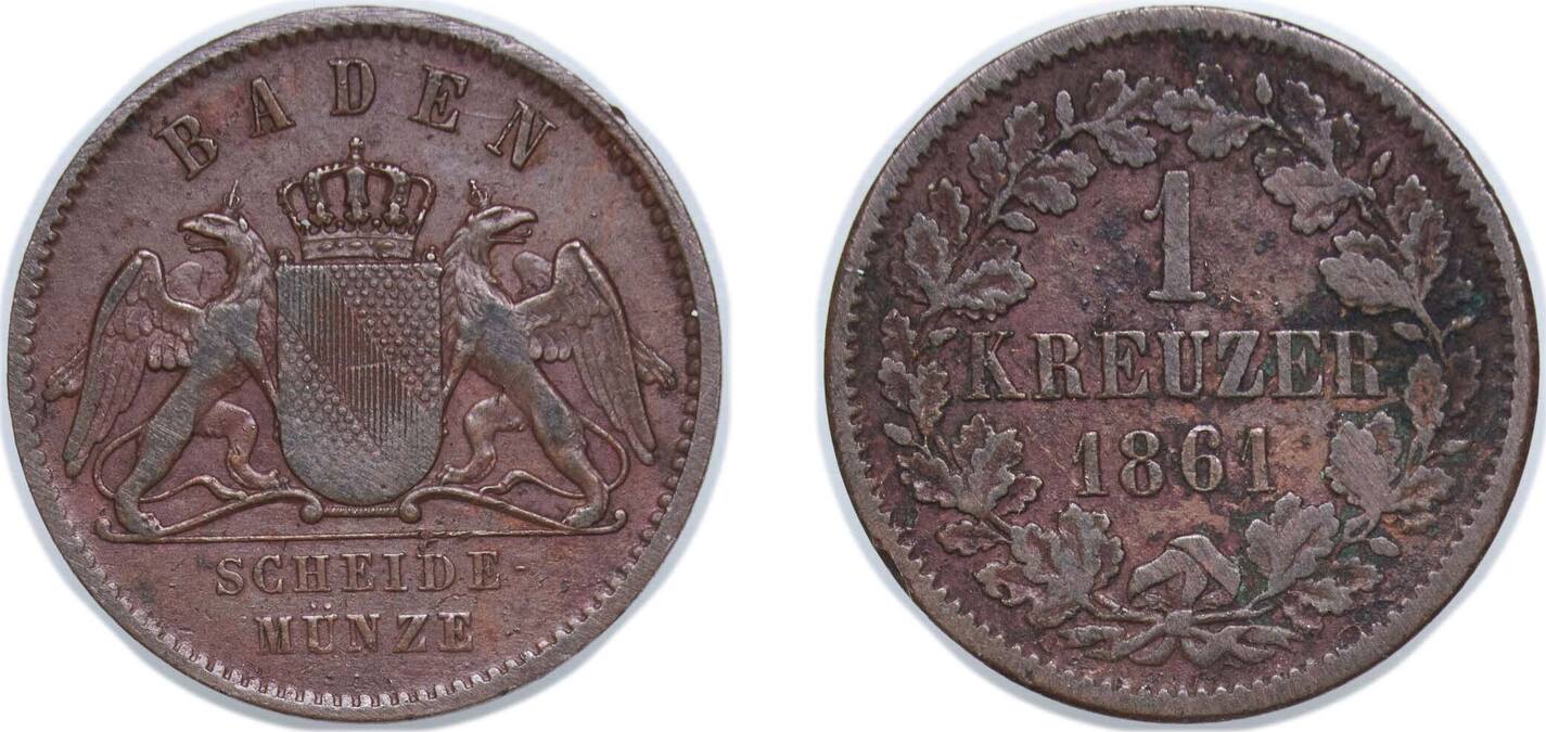 Germany Grand-duchy of Baden German states 1861 1 Kreuzer - Frederick I ...