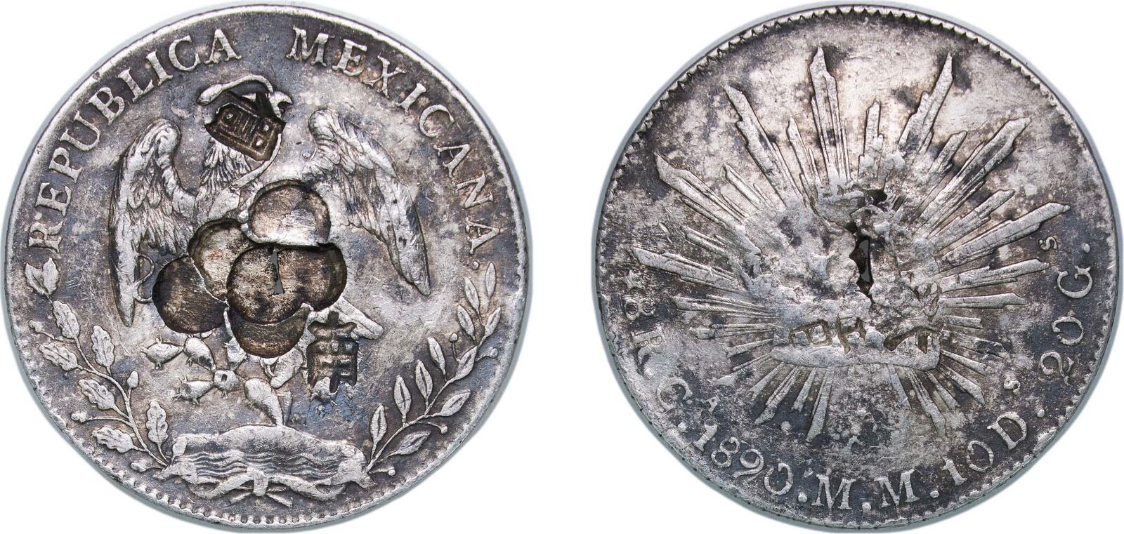 1890 Ca MM Chihuahua Mint Mexico Federal Republic 1890 Ca MM 8 Reales 南 ...