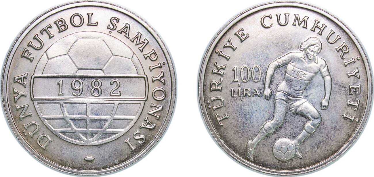 Turkey Republic 1982 100 Lira (World Cup) Copper-nickel (63524) 23.53g UNC KM 951 | MA-Shops