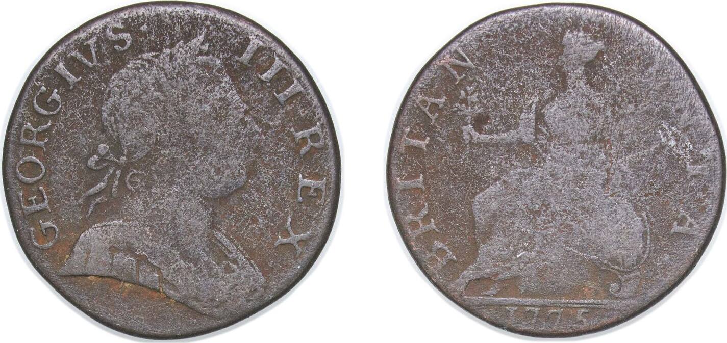 1775 Royal Mint (Tower of Great Britain United Kingdom 1775 ½ Penny ...