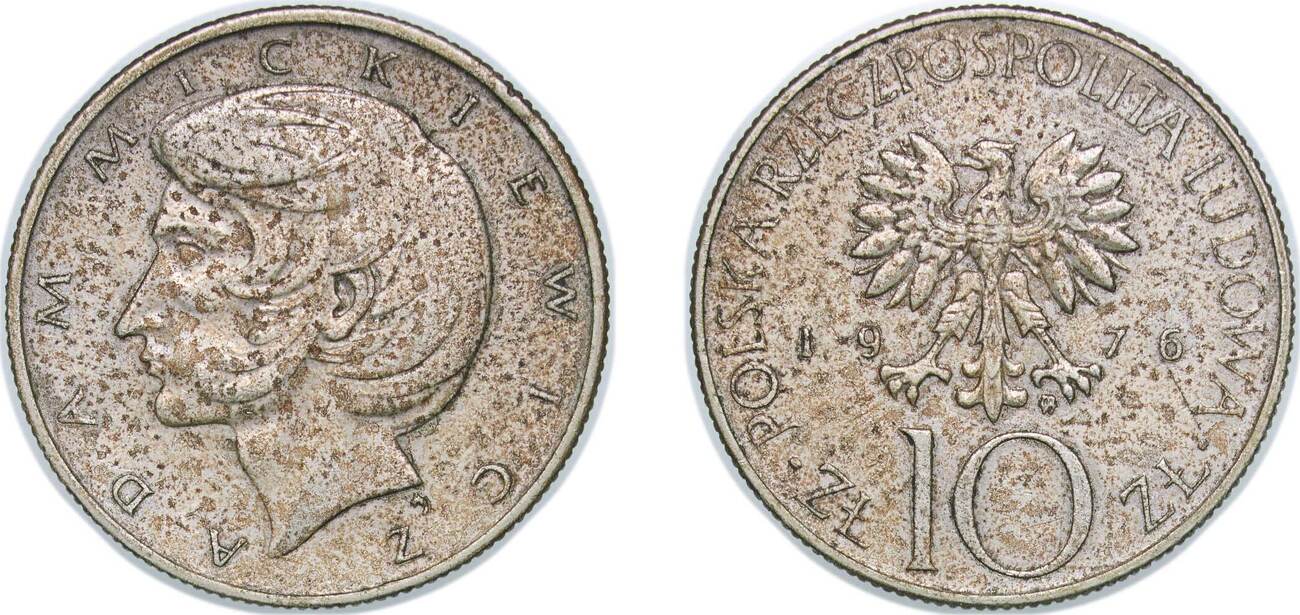 1976 MW Mint of Poland Poland People's Republic 1976 MW 10 Zlotys (Adam ...