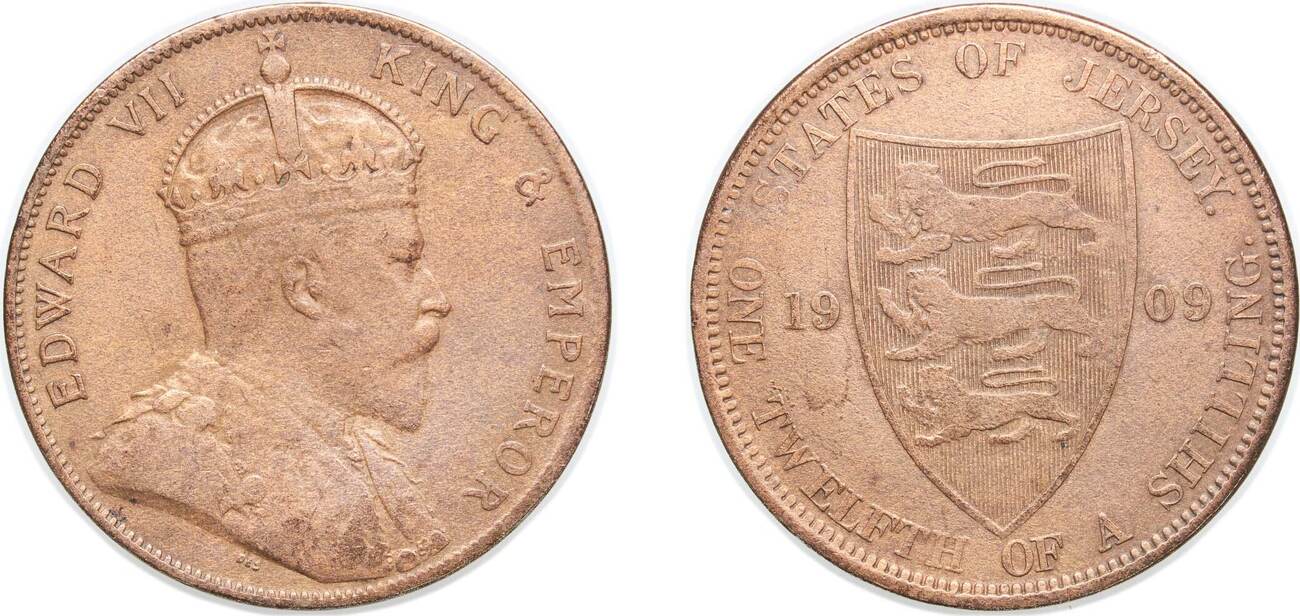 1909 Royal Mint (Tower Hill) Jersey British dependency 1909 1⁄12 ...