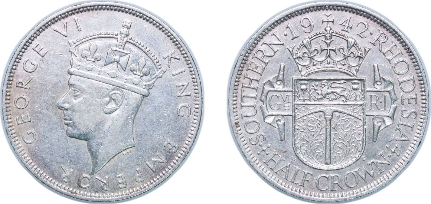 Zimbabwe Southern Rhodesia British colony 1942 ½ Crown - George VI ...