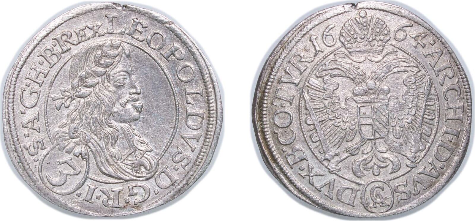 Austria Archduchy of Austria 1664 CA 3 Kreuzers - Leopold I (Vienna ...