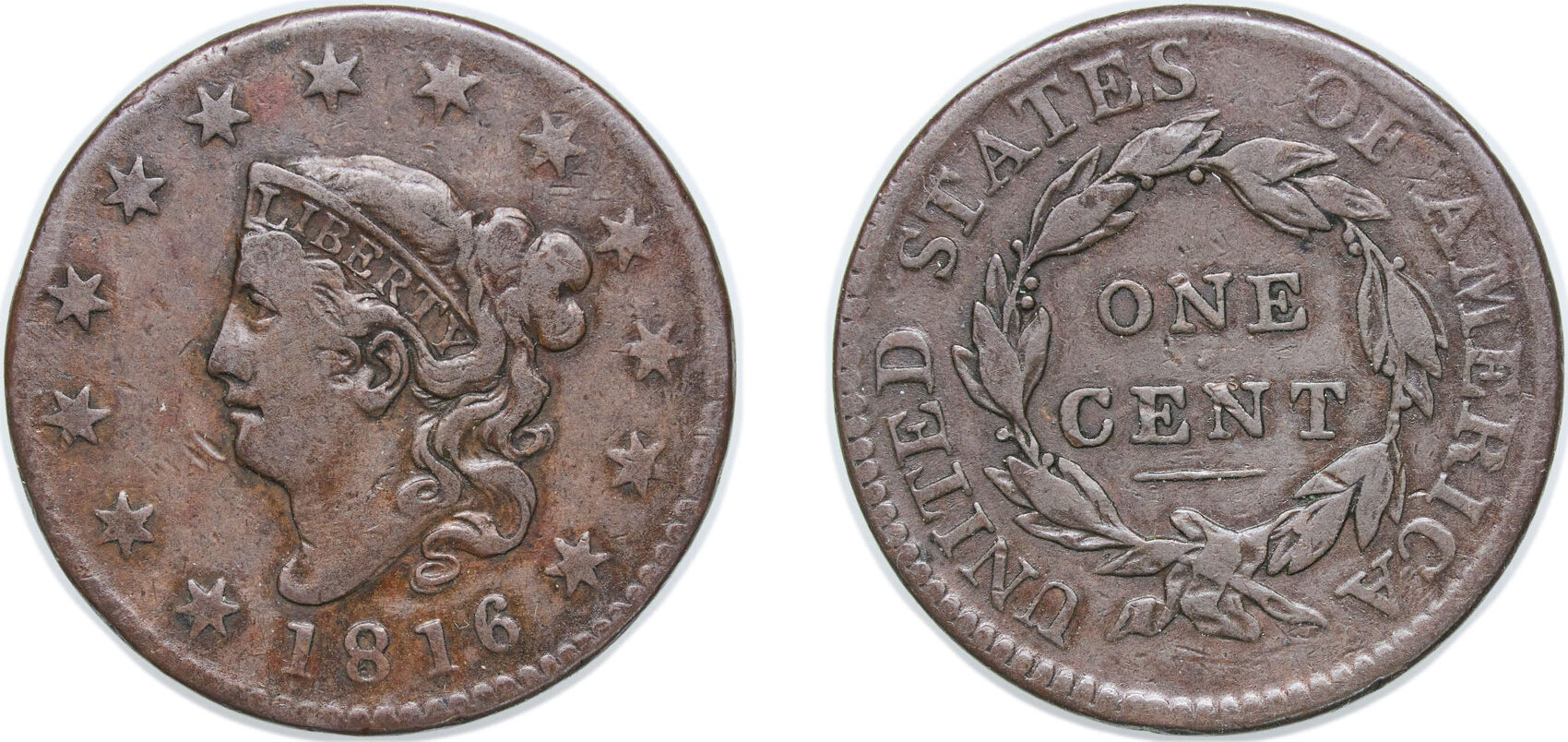 United States Federal republic 1816 1 Cent Liberty Head / Matron Head ...