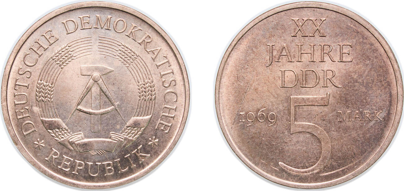 NULL Berlin Mint Germany German Democratic Republic 5 Mark (20 Years of ...