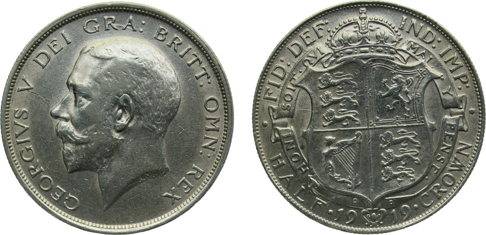 Great Britain United Kingdom 1919 ½ Crown - George V (1st type) Silver ...