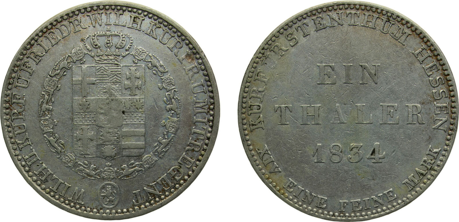 1 Reichsthaler Germany German states Electorate of Hessen-Kassel 1834 1 ...