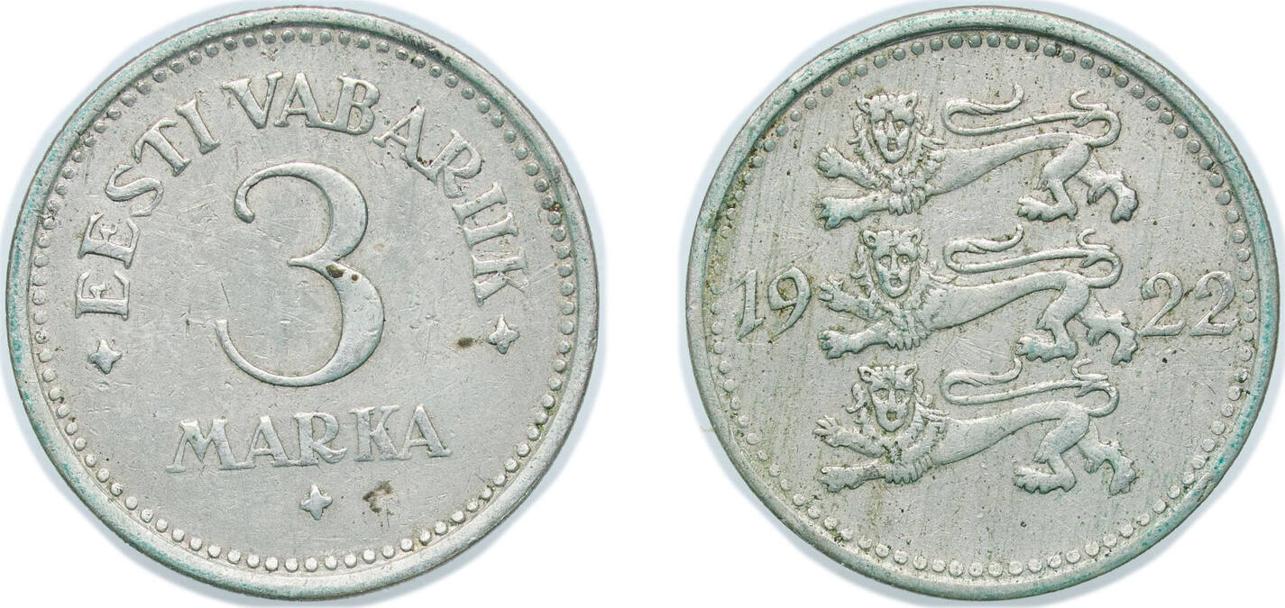 Estonia Republic 1922 3 Marka Copper-nickel (2089050) 3.4g XF KM 2 | MA ...