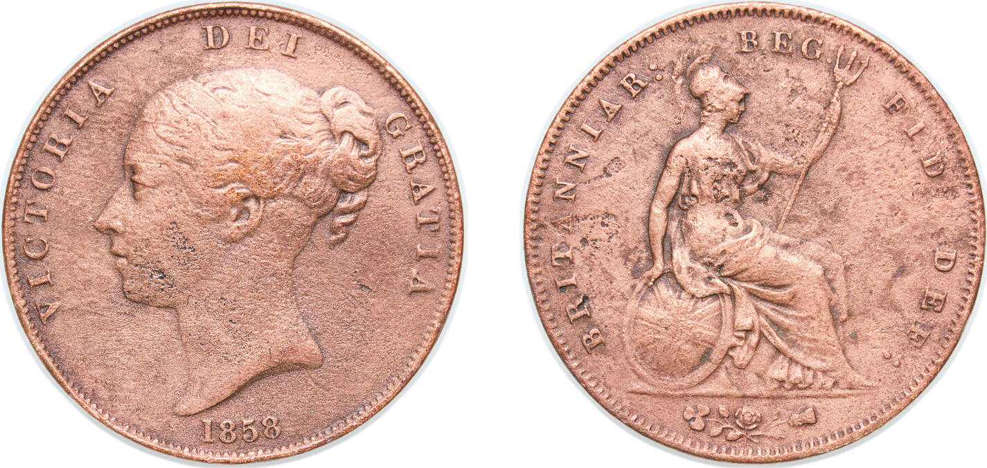 Great Britain United Kingdom 1858 1 Penny - Victoria (1st portrait ...