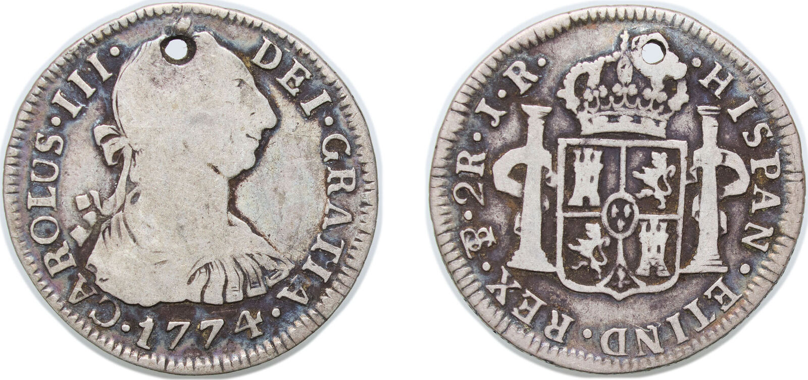 1774 PTS JR Potosi Mint Bolivia Spanish colony 1774 PTS JR 2 Reales ...