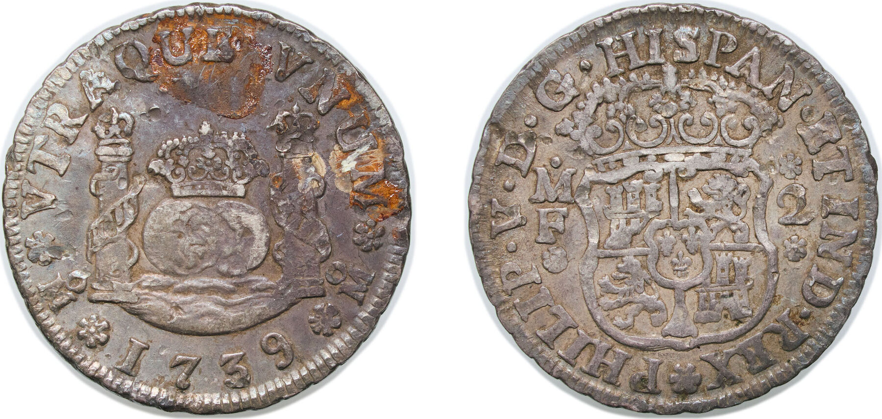 1739 MF Mexico City Mint Mexico Spanish colony 1739 MF 2 Reales ...