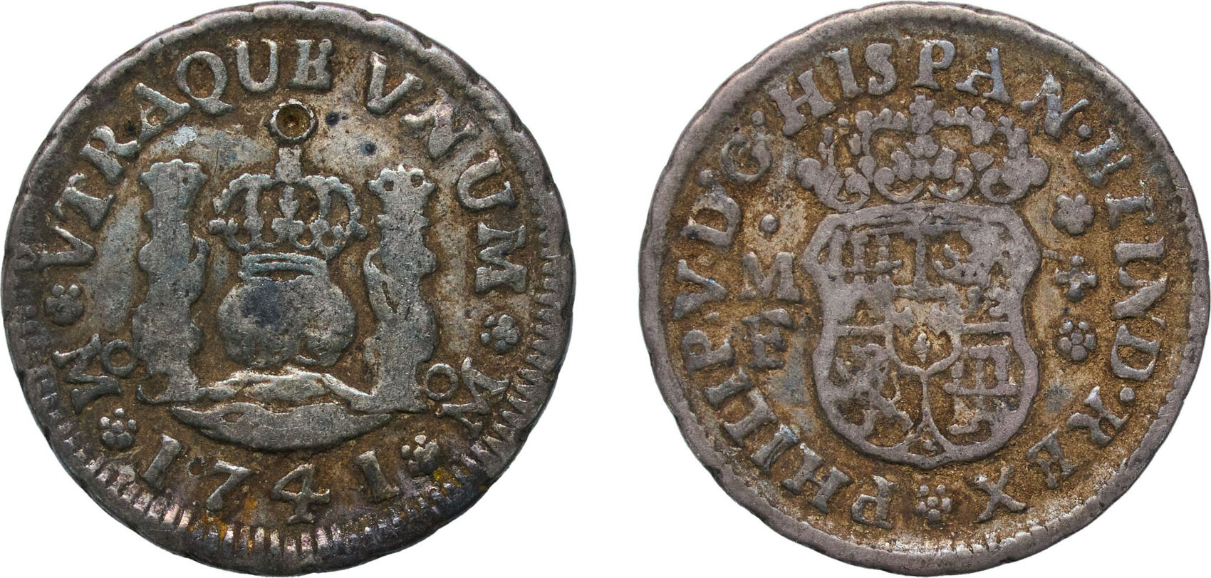 1741 MF Mexico City Mint Mexico Spanish colony 1741 MF ½ Real - Felipe ...