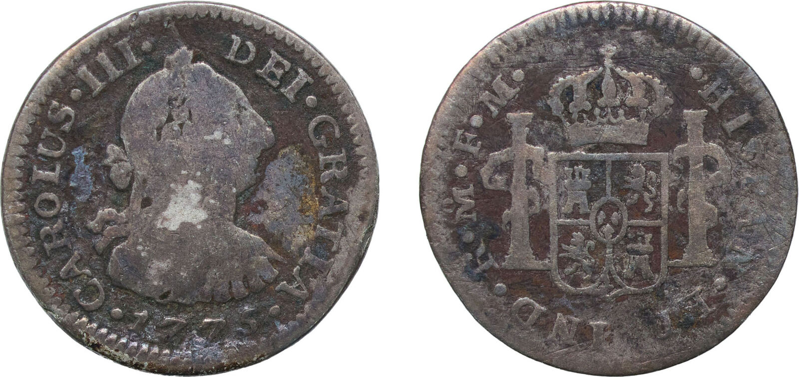 1775 Mo FM Mexico City Mint Mexico Spanish colony 1775 Mo FM ½ Real ...