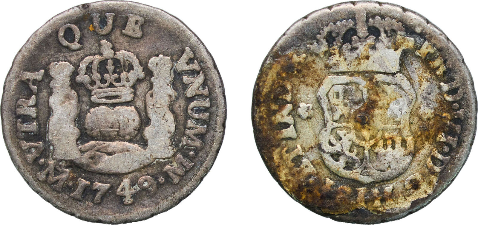 1749 Mo Mexico City Mint Mexico Spanish colony 1749 Mo ½ Real ...