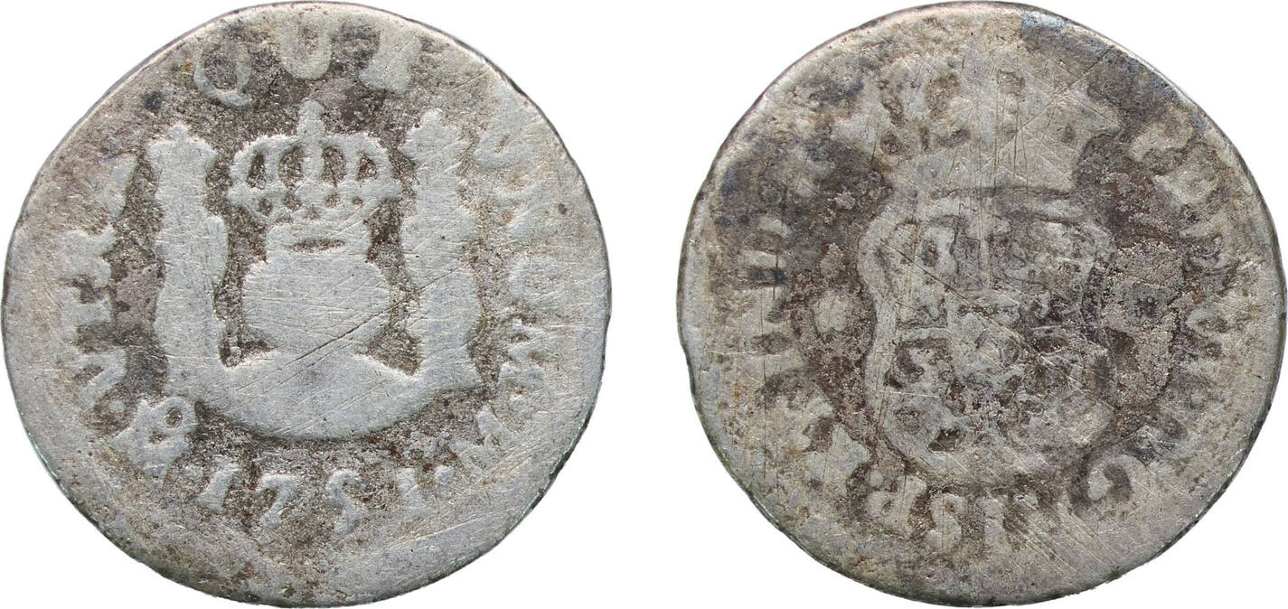 1751 Mo Mexico City Mint Mexico Spanish colony 1751 Mo ½ Real ...