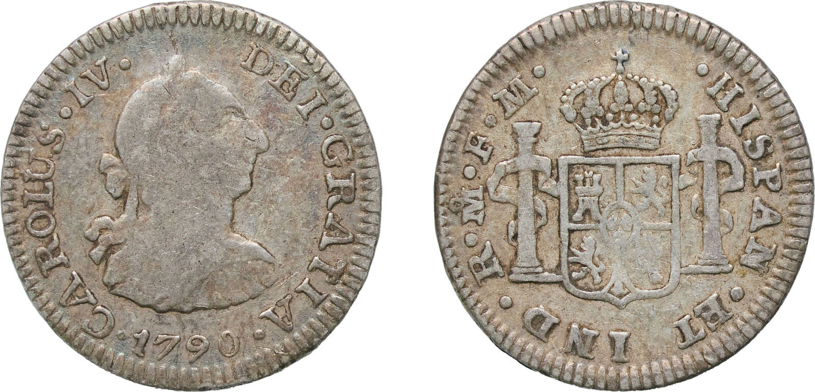1790 FM Mexico City Mint Mexico Spanish colony 1790 FM ½ Real - Carlos ...
