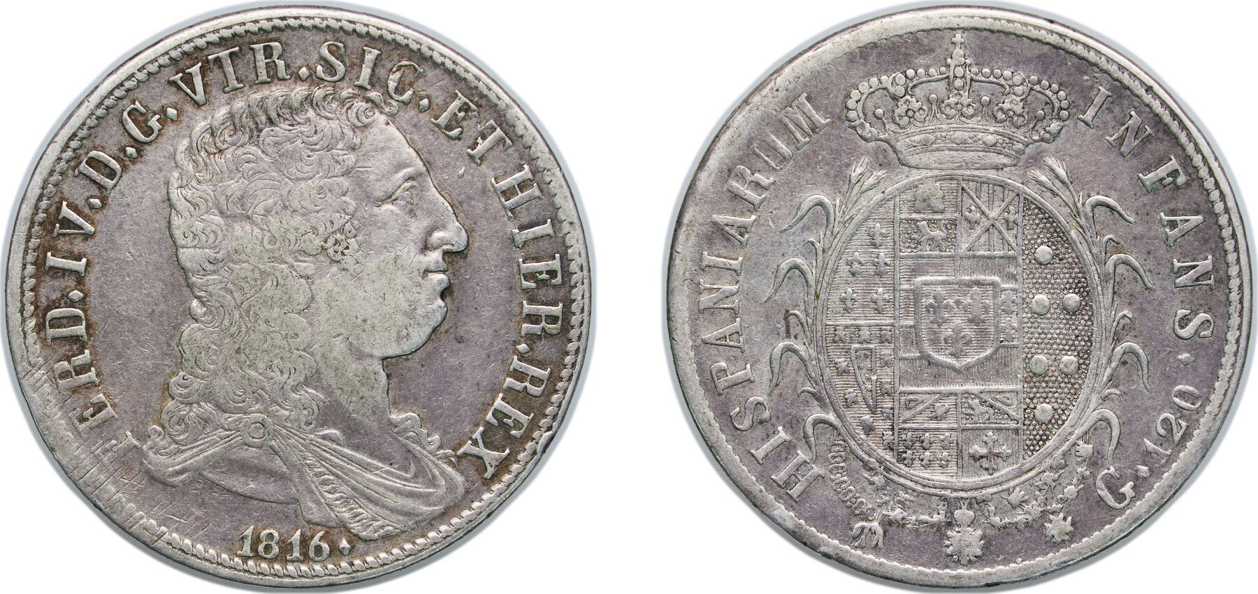 Italy Napoleonic Kingdom of Italy Italian states 1816 Piastra da 120 ...