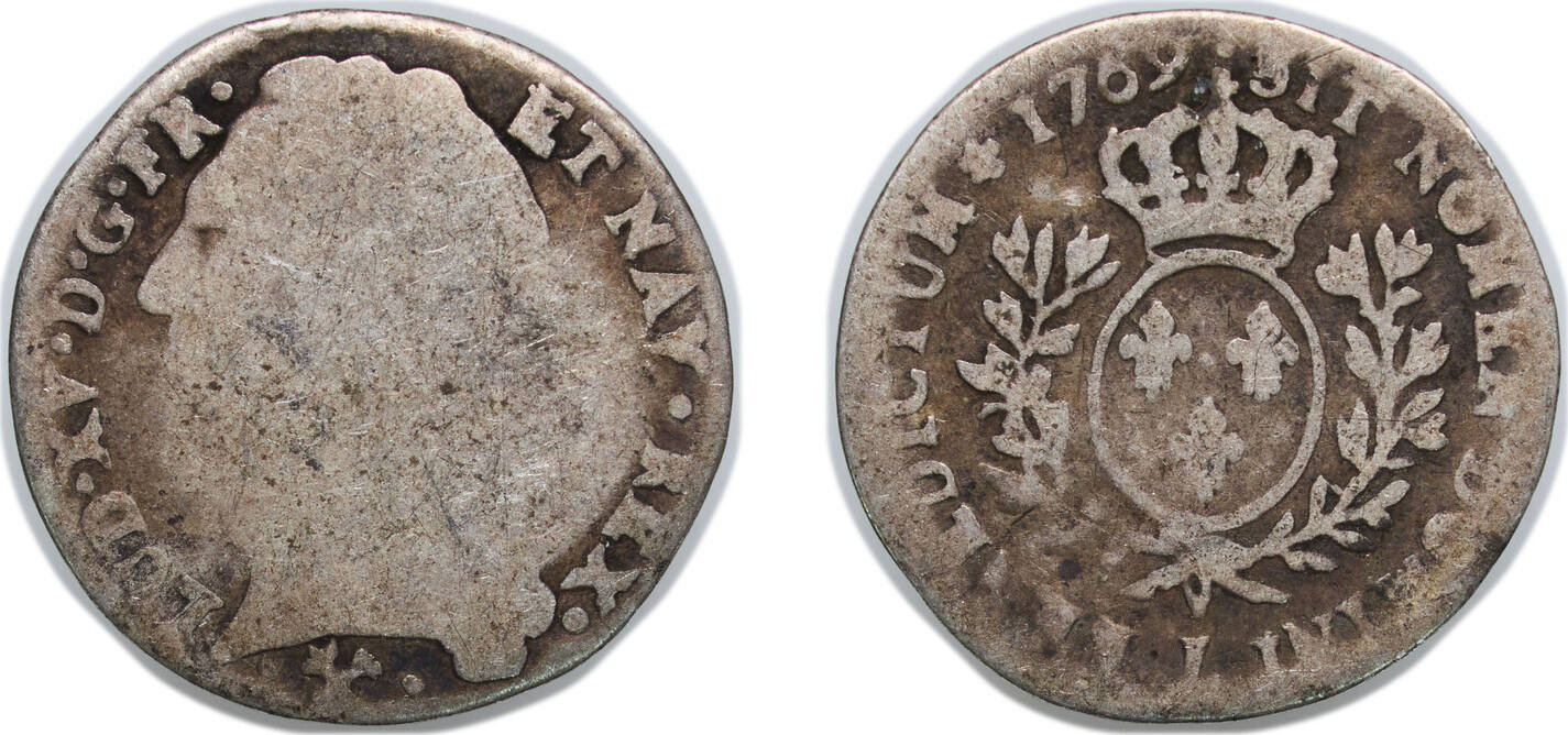 Silver Ecu 1769 L Bayonne Mint France 1769 L ⅒ Ecu - Louis XV Silver ...