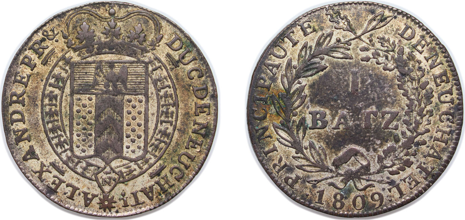 1 Batzen Switzerland Principality of Neuchâtel Swiss cantons 1809 1 ...