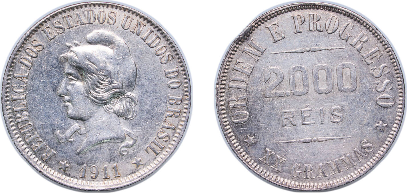 1911 Rio de Janeiro Mint Brazil Republic of the United States of Brazil ...