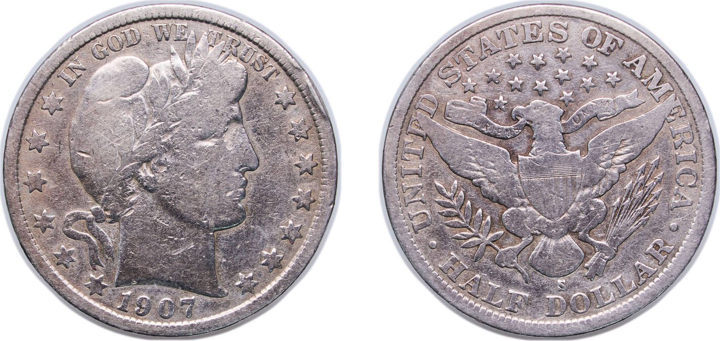 1907 S San Francisco Mint United States Federal republic 1907 S ½ ...