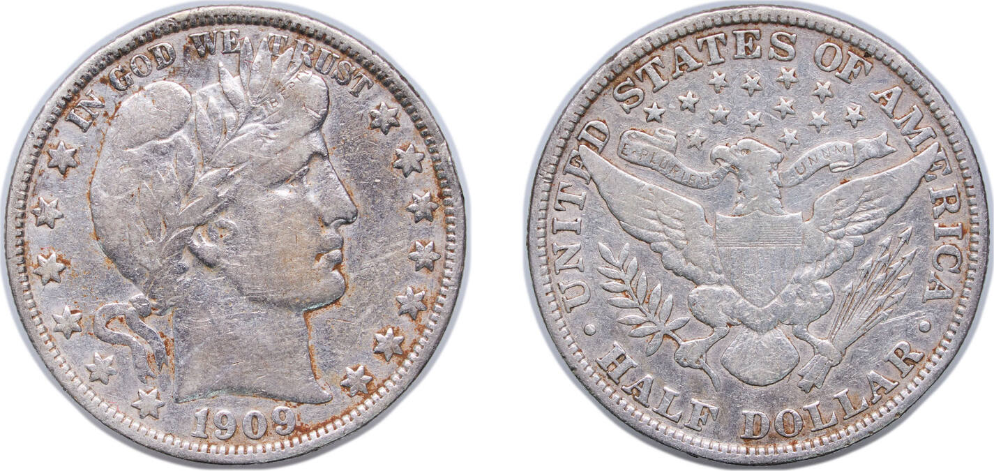 1909 Philadelphia Mint United States Federal republic 1909 ½ Dollar ...