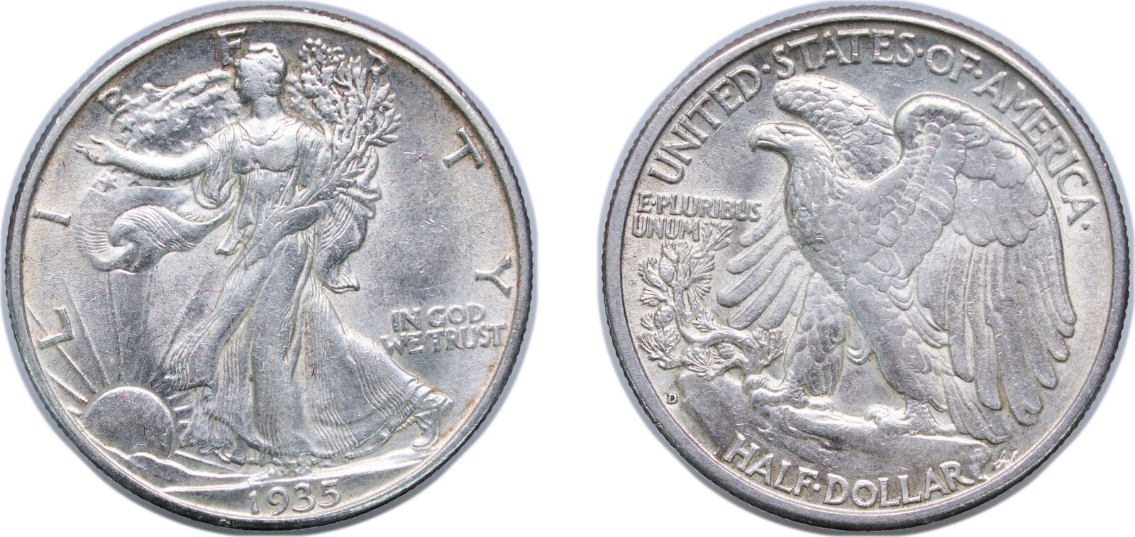 1935 D Denver Mint United States Federal republic 1935 D ½ Dollar ...