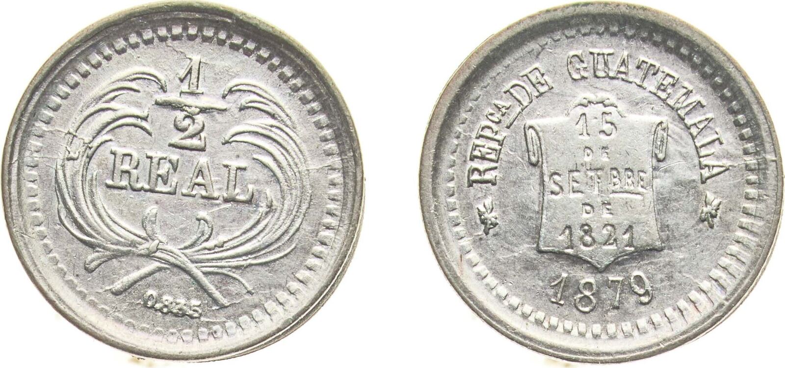 1879 Guatemala City Mint Guatemala Republic 1879 ½ Real Silver (.835 ...