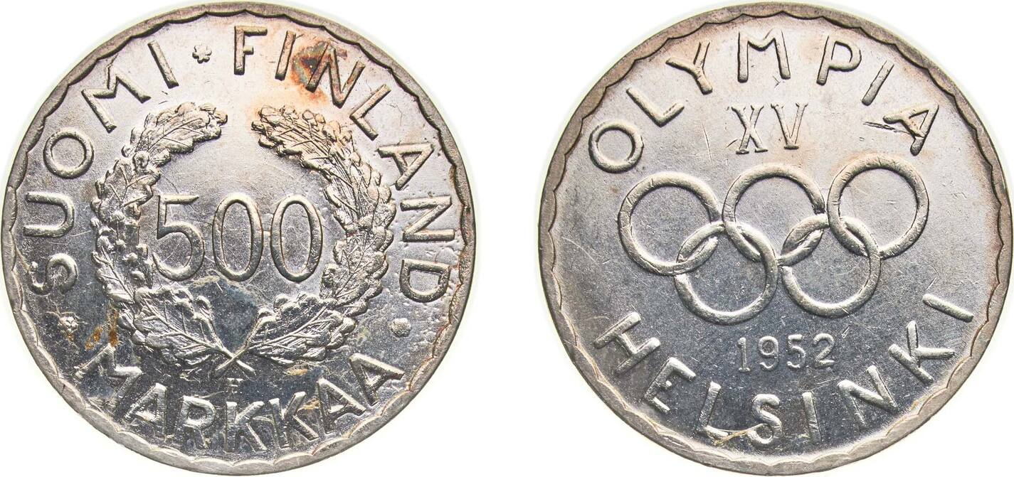 1952 Helsinki Mint Finland Republic 1952 500 Markkaa (Olympic Games ...