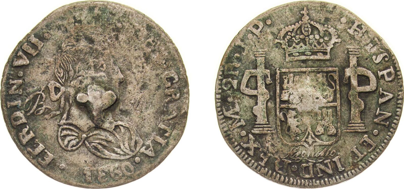 Buttons (2 Reales) 1860 Lima Mint Peru 1860 2 Reales - Fernando VII ...