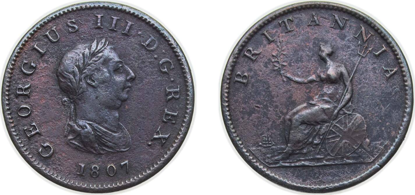 1807 Soho Mint Great Britain United Kingdom 1807 ½ Penny - George III ...