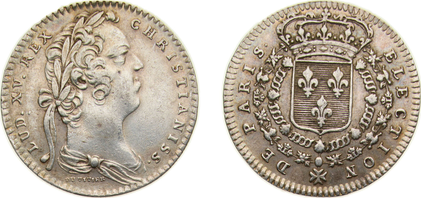 NULL France Kingdom 1752 Jeton - Louis XV, ELECTION DE PARIS Silver 6 ...