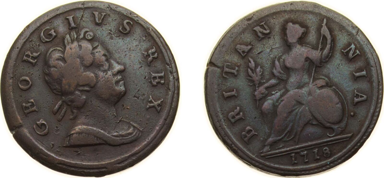 Great Britain United Kingdom 1718 ½ Penny - George I ('Dump' issue ...