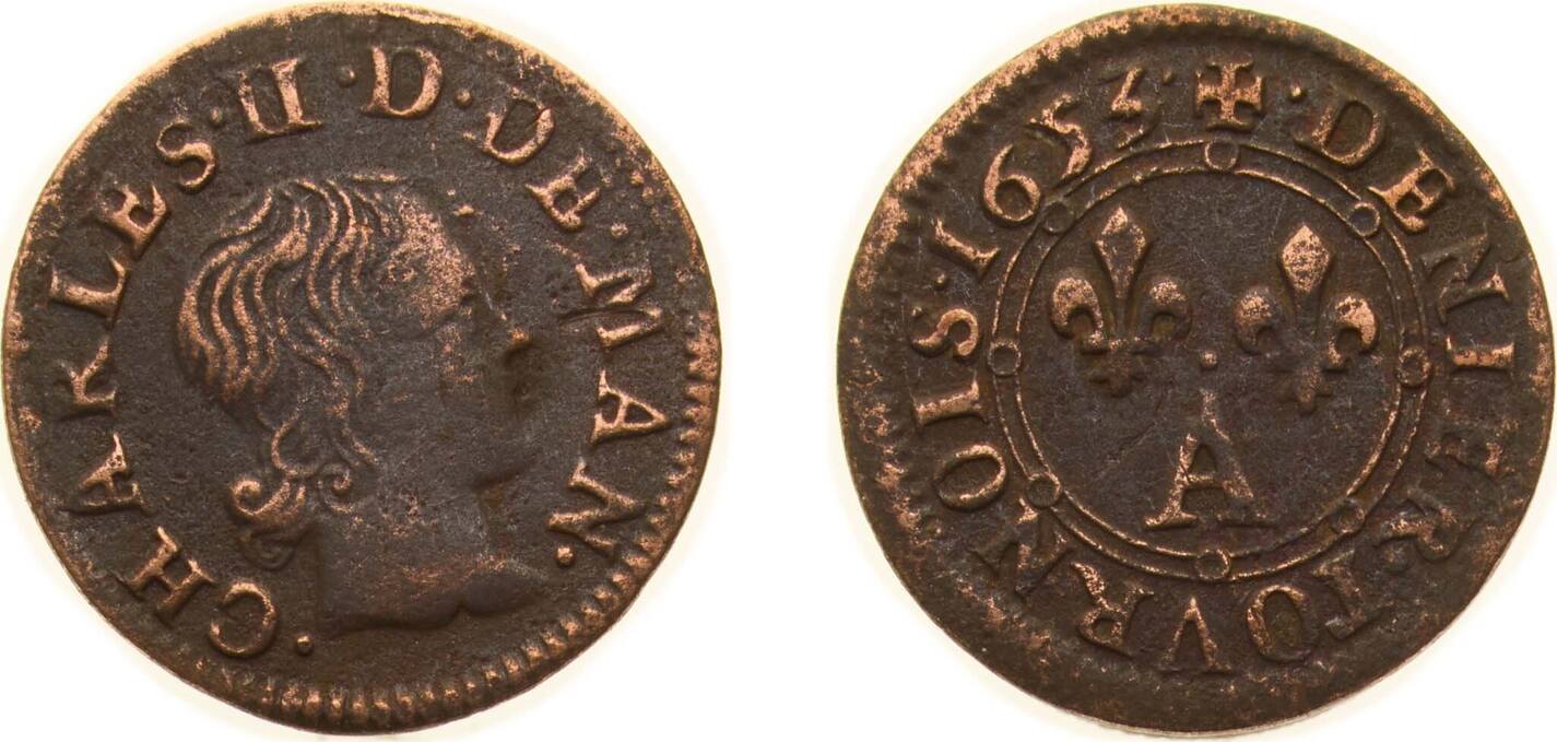 1 Denier 1653 A Charleville Mint France Principality of Arches ...