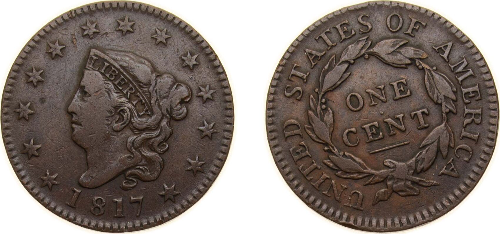 1817 Philadelphia Mint United States Federal republic 1817 1 Cent ...