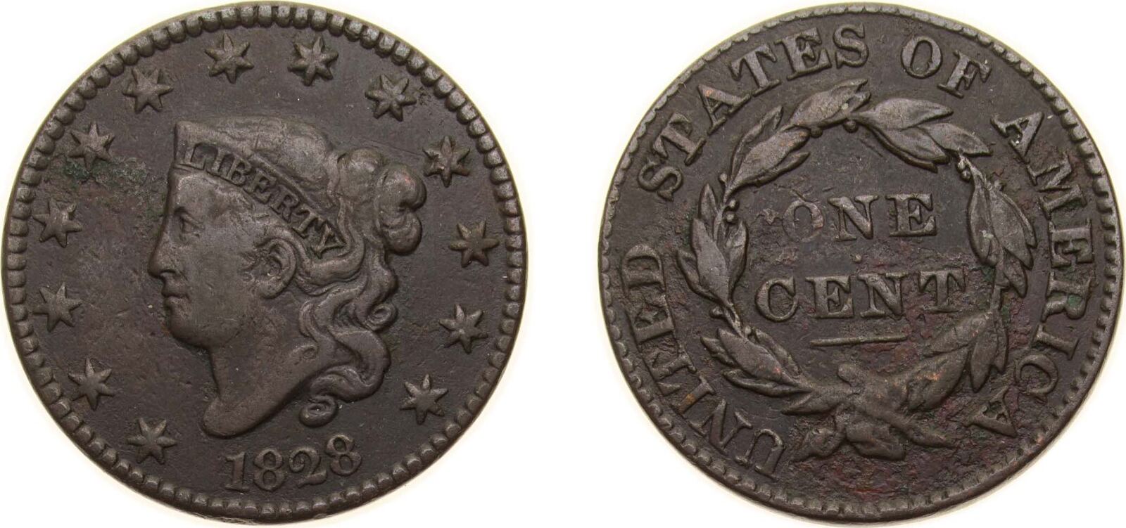 1828 Philadelphia Mint United States Federal republic 1828 1 Cent ...