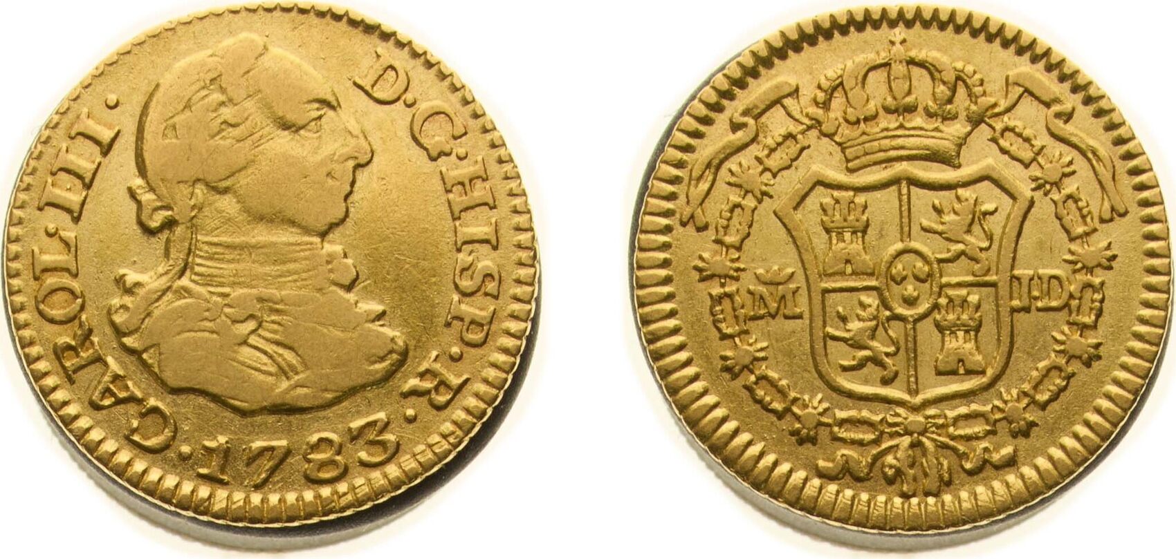 1783 M JD Madrid Mint Spain Kingdom 1783 M JD ½ Escudo - Carlos III ...