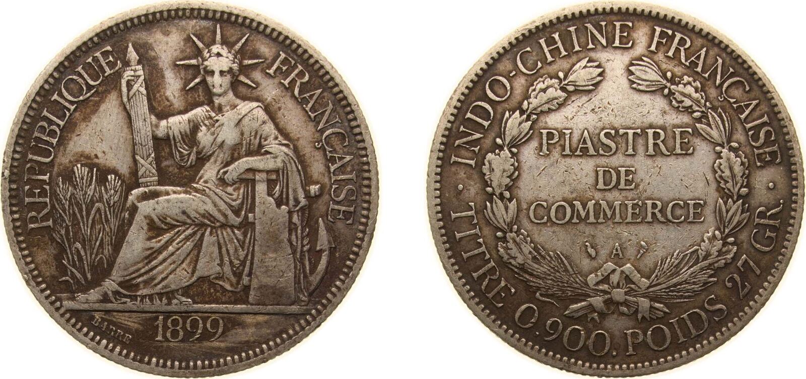 1899 A Paris Mint French Indochina French colony 1899 A 1 Piastre ...