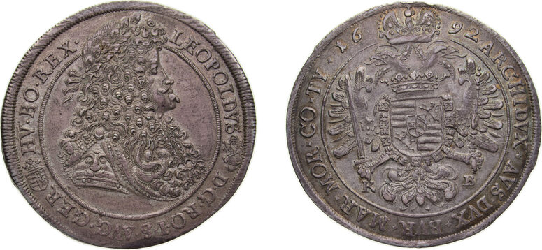1692 KB Kremnica mint Hungary Kingdom 1692 KB 1 Tallér - I. Lipót (1657 ...