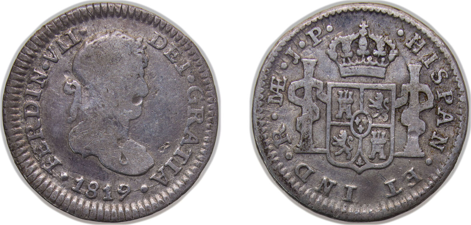 1819 LIMAE JP Lima Mint Peru Spanish colony 1819 LIMAE JP ½ Real ...