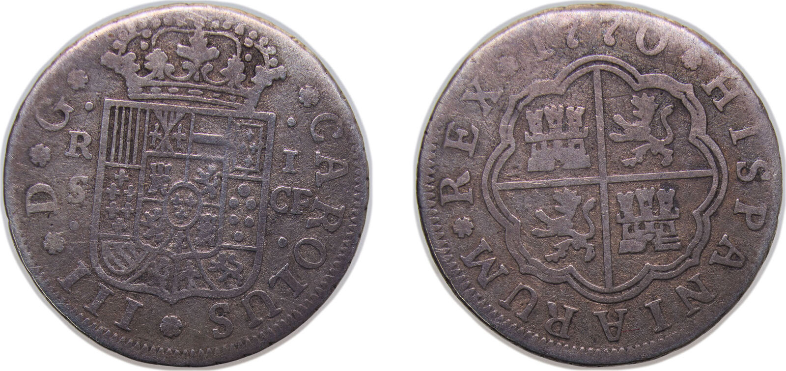 1770 S CF Seville Mint Spain Kingdom 1770 S CF 1 Real - Carlos III (1st ...