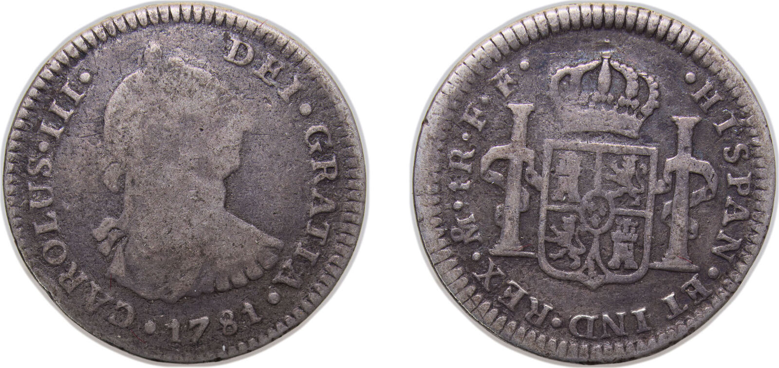 1781 Mo FF Mexico City Mint Mexico Spanish colony 1781 Mo FF 1 Real ...