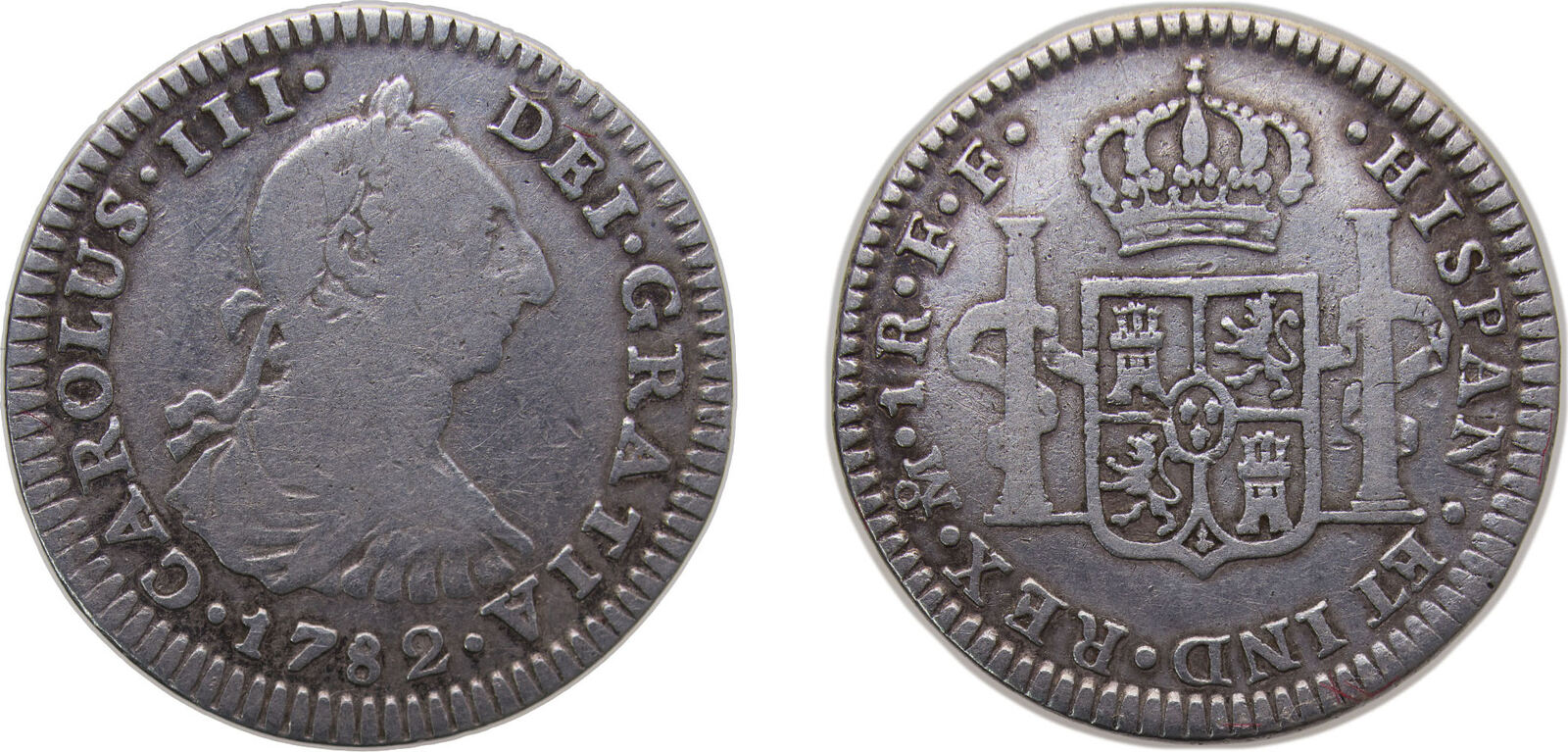 1782 Mo FF Mexico City Mint Mexico Spanish colony 1782 Mo FF 1 Real ...