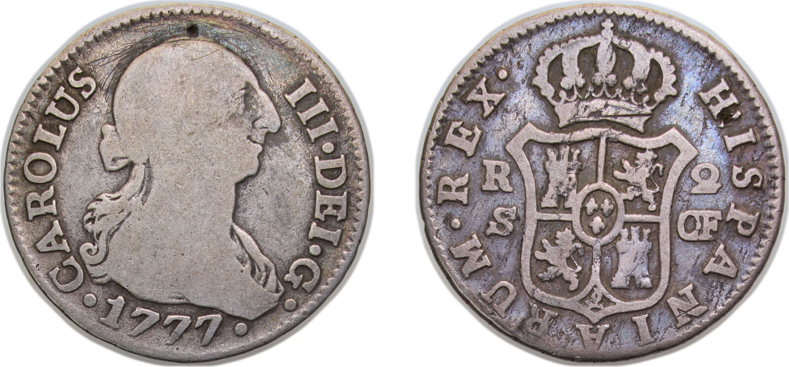 1777 S CF Seville Mint Spain Kingdom 1777 S CF 2 Reales - Carlos III ...