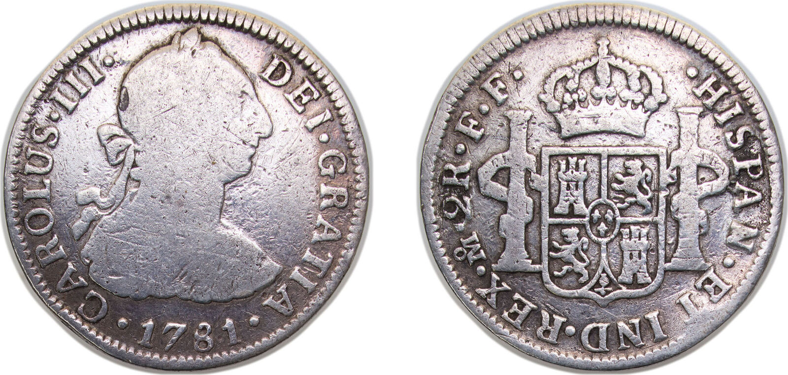 1781 Mo FF Mexico City Mint Mexico Spanish colony 1781 Mo FF 2 Reales ...