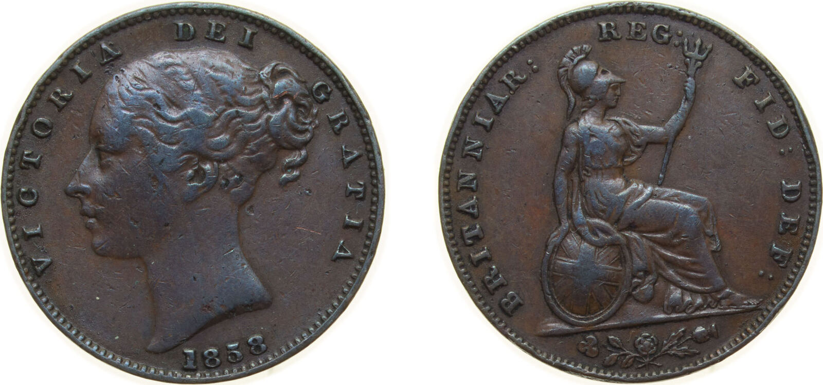 1858 Royal Mint (Tower Hill) Great Britain 1858 1 Farthing - Victoria ...