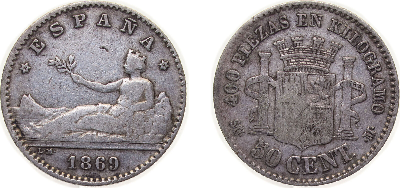 1869 *6-9 SNM Madrid Mint Spain Provisional Government 1869 *6-9 SNM 50 ...